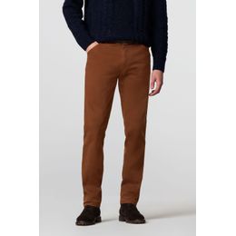 Chinos MEYER "CHICAGO", Herren, Gr. 24, Normalgrößen, rosa (kupfer), 97% Baumwolle;3% Elasthan, unifarben, regular fit lang, Hosen, mit Ziersteppung und Knopf