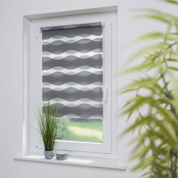 Bella Casa Klemmfix Duo-Rollo 70 x 150 cm "wave" grau