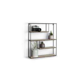 LIFA LIVING Wandregal Bilbao aus Holz und Metall, 55 x 45 x 11 cm