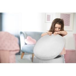 Roba Kinderhocker mit Aufbewahrungsfunktion „Lil Sofa“, oval, bequemer Hocker mit grauem Samtstoff