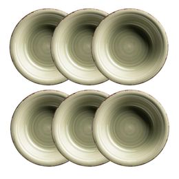 Mäser Teller tief 21,6 cm, 6-er Set, OLIVGRÜN