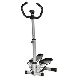 HOMCOM Stepper mit Handgriff Fitness einstellbare Geschwindigkeit Metall ABS Schwarz+Silber