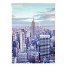 LICHTBLICK Rollo Klemmfix, ohne Bohren, blickdicht, New York - Blau, 60 x 150 cm (B x L)