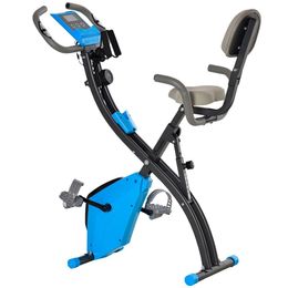 HOMCOM Heimtrainer 2-in-1 Fahrradtrainer LCD-Display klappbarer Hometrainer Trimmrad mit 8 stufig Blau+Grau