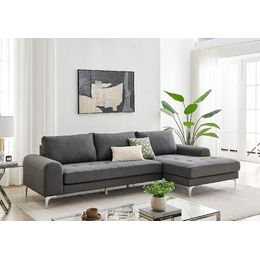 Happy Home Modern Ecksofa mit gepolsterte Kissen grau