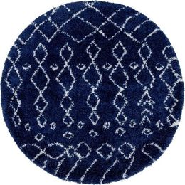 MyFlair Teppich "Temara Shag" Rund Marineblau CA10341