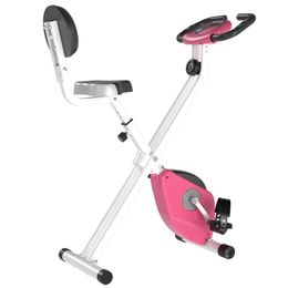 HOMCOM Heimtrainer Fahrradtrainer mit 8 stufig einstellbarem Magnetwiderstand Rosa+Weiß 43 x 97 x 109 cm