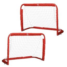 HOMCOM Fußballtore Fußballnetz 2er Set Minitore Faltbar Stahl(Q195) Tetrolon Rot 90 x 36 x 60 cm