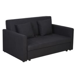 HOMCOM Schlafsofa 2-Sitzer Sofa Polstersofa mit Stauraum, Rückenkissen Kohlegrau