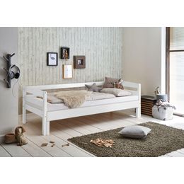 Relita Funktionsbett Emilia - ca. 90 / 180 x 200 cm, Buche massiv, Weiß lackiert