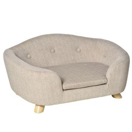 PawHut Haustiersofa Hundematte Katzen Sofa mit Kissen Plüsch Cremeweiß