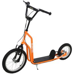 HOMCOM Kinderroller Scooter Tretroller Cityroller Kinder Roller Kickboard mit Luftreifen16/12 Zoll Orange 1