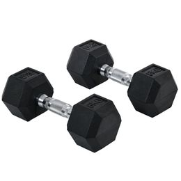 HOMCOM 2er-Set Gummi-Hantel Fitness Hantel Kurzhantel für Trainingsraum schwarz 8 KG