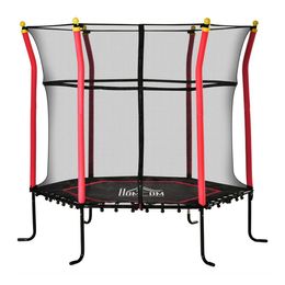 HOMCOM Ø160 cm Kinder Trampolin Gartentrampolin Kinder mit Sicherheitsnetz Rot