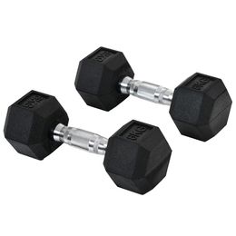 HOMCOM 2er-Set Gummi-Hantel Fitness Hantel Kurzhantel für Trainingsraum schwarz 6 KG