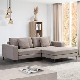 Home Deluxe Sofa BELLANO - 238 x 188 cm Cord Beige Rechts