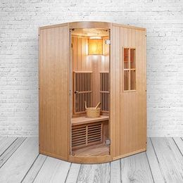 Infrarotsauna 125x110x190 cm für 2 Personen kombiniert mit Saunaofen aus kanadischem Hemlockholz ene