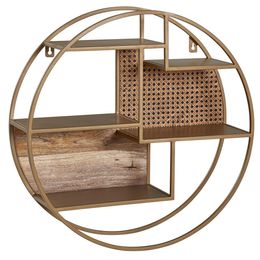 Wohnling Wandregal 62x62x17 cm Rattan Massivholz Metall