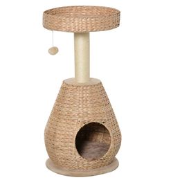 PawHut Katzenbaum Kratzbaum Kätzchen Möbel mit Katzenhöhle Ballspielzeug Sisal weiche Plüsch Höhe 82,5 cm G