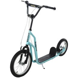 HOMCOM Kinderroller Scooter Tretroller Cityroller Kinder Roller Kickboard mit Luftreifen16/12 Zoll Blau 135