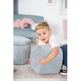 Roba Kinderhocker in Herzform „Lil Sofa“, bequemer Hocker, mit Samtstoff in Sky/Hellblau, Pouf