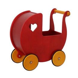 Dänischer Designer Holz-Puppenwagen (rot) / dolls pram red