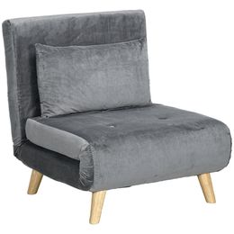 HOMCOM Schlafsessel, Klappsessel mit Bettfunktion, Schlafsofa mit Kissen, Grau