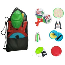 L.A. Sports Garten & Strandspiele Set Beachball Klettball Frisbee Mini-Badminton Boing Ball