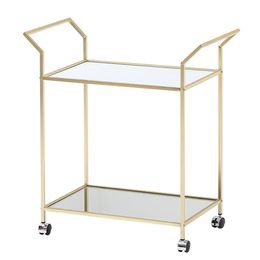 Wohnling Servierwagen Gold 73x78x37 cm Glas / Metall