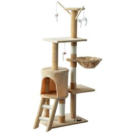 PawHut Katzenbaum Kratzbaum Katzenkratzbaum Kletterbaum Katze Treppe 4 Spielzeug