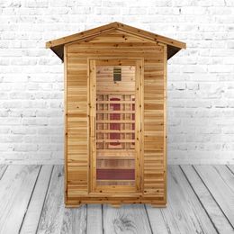 Infrarotkabine 120x120x210 cm aus kanadischem Hemlock-Holz Bluetooth-Soundsystem Timer Lichttherapie