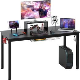 Costway 140cm Gaming Tisch mit Monitorablage, Groß Gamer Schreibtisch