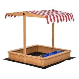 Outsunny Sandkasten Sandkiste mit Dach Holz Bodenloses Design Matsch-Bereich