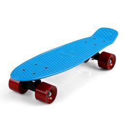 Spielwerk Retro Skateboard Blau-Rot/auch mt LED verfügbar