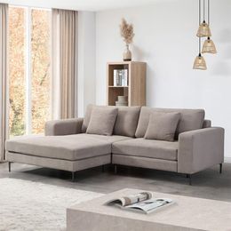 Home Deluxe Sofa BELLANO - 238 x 188 cm Cord Beige Links