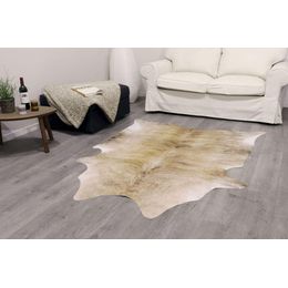 Flachgewebe Teppich Tierfelloptik Ziege Farbe Beige 77 x 100 cm