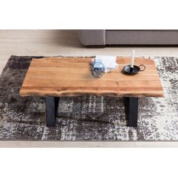 Wohnling Couchtisch aus Massivholz Akazie Baumstamm Wohnzimmertisch 115 x 40 x 60 cm Beistelltisch im Lan