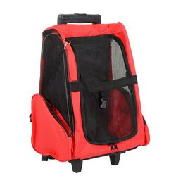 PawHut Hundetrolley Transporttasche Tragetasche 2-in-1 Haustierrucksack Rot