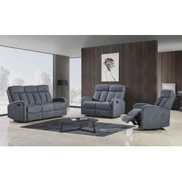 Happy Home Relaxsofa-Set 3 tlg. mit 5 Relaxfunktionen & Tischfunktion Grau