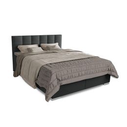 Juskys Boxspringbett Seattle 180x200cm - weicher Malmo-Stoff, komfortable Einstiegsh&ouml;he - Dunkelgrau