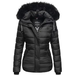 Navahoo Damen Modische Winterjacke Steppjacke mit Kunstpelz Kapuze Zuckerbiene
