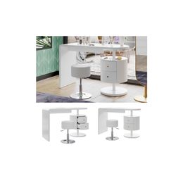 VICCO Schminktisch Lara Wei&szlig; Hochglanz 120 cm Hocker