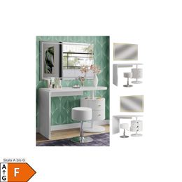 VICCO Schminktisch Lara Wei&szlig; Hochglanz 120 cm LED-Spiegel Hocker
