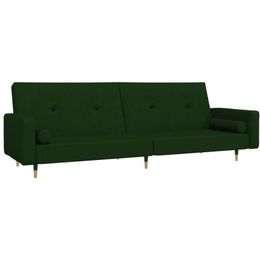 Schlafsofa 2-Sitzer mit 2 Kissen Dunkelgrün Samt vidaXL