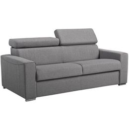 Dunlopillo - Schlafsofa 3-Sitzer - Liegefläche mit Lattenrost: 140 cm - Matratze: 18 cm mit Memory Schaum - Stoff - Grau - vizir