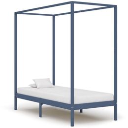 Himmelbett-Gestell Grau Massivholz Kiefer 100 x 200 cm vidaXL 204958