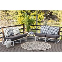 Surya - Teppich Rund Outdoor Indoor Wohnzimmer Balkon Terrasse Jute Effekt Braun und Schwarz ø 100 cm