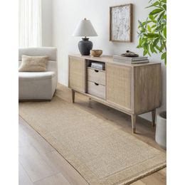 Teppich Outdoor Indoor Terrasse Balkon Wohnzimmer Jute Effekt Braun und Beige 80 x 220 cm - Surya