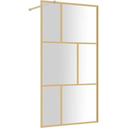 vidaXL - Duschwand für Begehbare Dusche esg Klarglas Golden 100x195cm