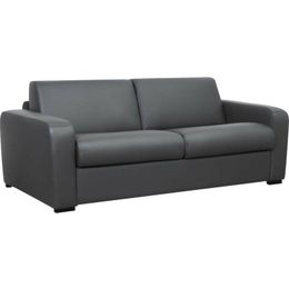 Vente-unique - Schlafsofa mit Matratze 3-Sitzer - Matratze 18 cm - Leder - Grau - bevis